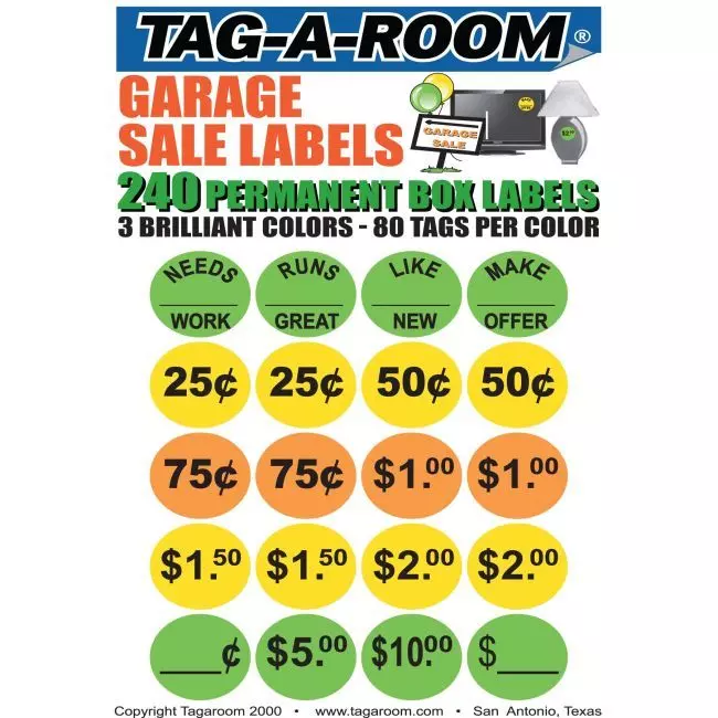 Garage Sale Labels for Moving