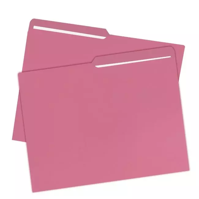 File Folder, Letter Size, 1/2 Cut Tab, 100 Pack, Pink