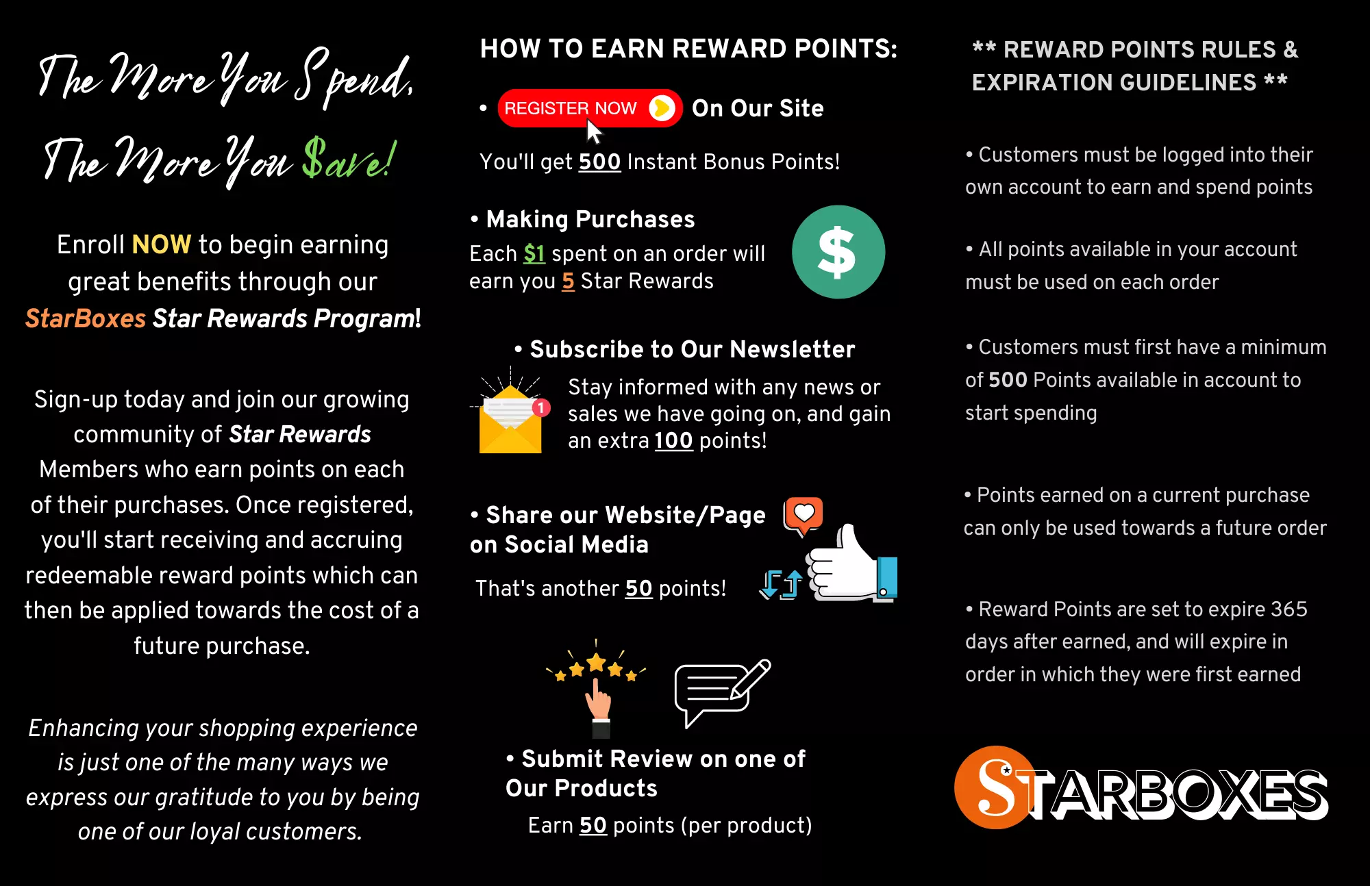 StarBoxes Reward Points Sign Up For Discounts