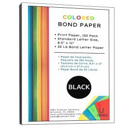 Colored Bond Paper Bundle 8.5" x 11", 20lbs, 100 Pages, Black