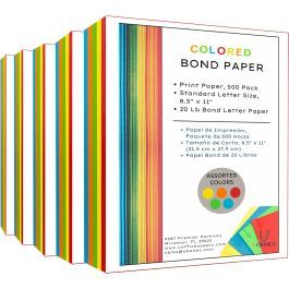 Colored Bond Paper Bundle 8.5" x 11", 20lbs, 2500 Pages, Multicolor
